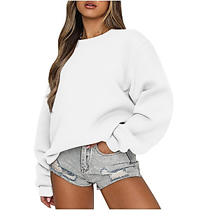 jovati Womens Sweatshirts Oversized Crew Neck Pullover Cute Casual Hoodies y2k 2024 Fall Outfits Fashion Clothes prime sales clean girl aesthetic clothes over sized sweatshirt for women