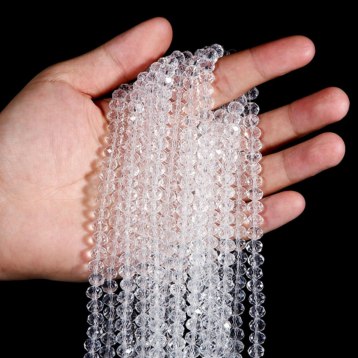 680 Pieces Clear Crystal Glass Beads Bulk Transparent Rondelle Bicone Glass Stone Beads for Jewelry Making, Craft, DIY Bracelet, Necklace, Dolls, Suncatcher