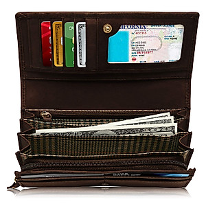 Leather Clutch Organizer Wallets For Women - Suede Womens Wallet Floral Print Organizer With Gifts Box For Her RFID Blocking