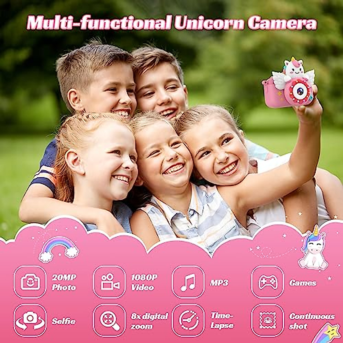 TIATUA Kids Camera for Girls & Boys, Toddler Camera Toys for Age 3-12 Kids with 32GB Card & Dual Lens, Digital Camera for 4 5 6 7 8 9 10 Year olds (Pink)