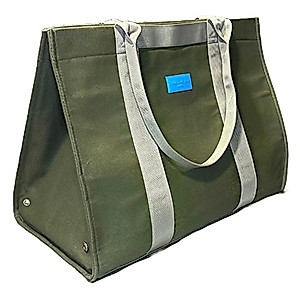 2023 Premium Oversize Canvas Tobi Tote Bag (21Wx16H x10D), Folds Flat, Slip-in Pockets, Removable Base, Anti-Theft Pocket (Tall Pines Green)