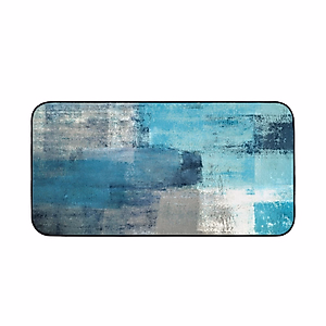 Kitchen Rug Turquoise Teal Modern Abstract Kithen Mats Non Slip Skid Washable Area Rugs Anti Fatigue Memory Foam Doormat Decor Long Runner Carpet for Floor Laundry Sink Bathroom Entryway 39X20 in