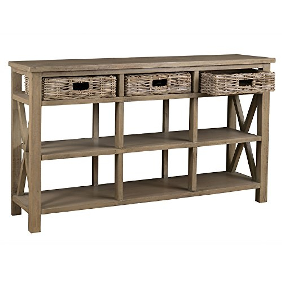 EAST at MAIN Dillman Rectangular Mahogany and Rattan Sideboard, Brown, (56x15x33)