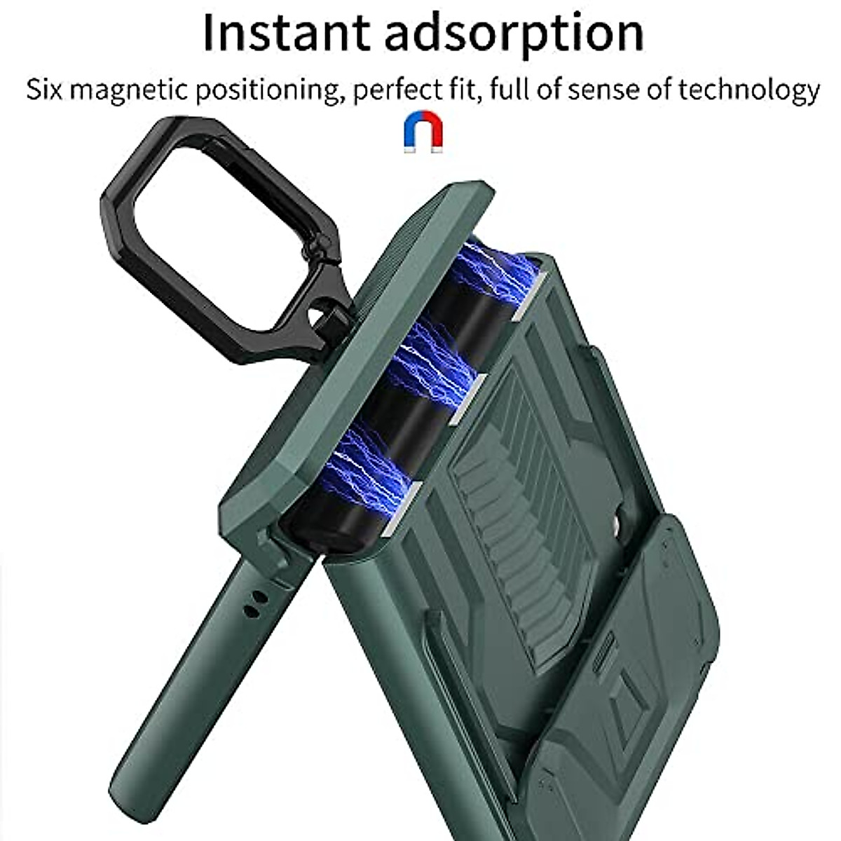 EAXER for Samsung Galaxy Z Flip 4 5G Case, Shockproof Cover with Hinge Protection Rugged All-Inclusive Slide Camera Lens Protection Ring Stand Phone Case Cover (Silver)