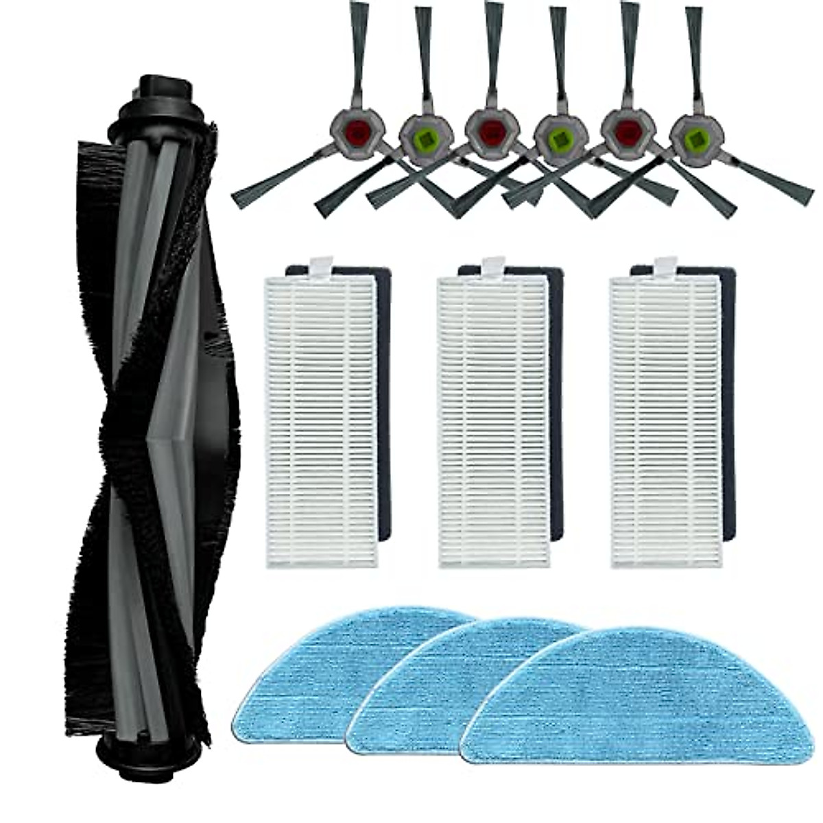 Replacement Parts Fit for Ecovacs Yeedi K650 Robotic Vacuum Cleaner Accessories, 3 Pairs Side Brush 1 Main Brush 3 Filter 3 Mop Cloth Pad