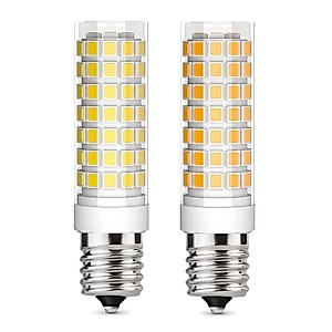 E17 LED Bulb Dimmable 8W Consumption 80W Equiavlent Halogen Bubs,800LM,AC 110-130V,CRI:≧85Ra,S11 T8 T7 E17 Intermediate Base Bulbs,for Ceiling Fan,Microwave Oven Lighting,2-Pack (Wram White 3000K)