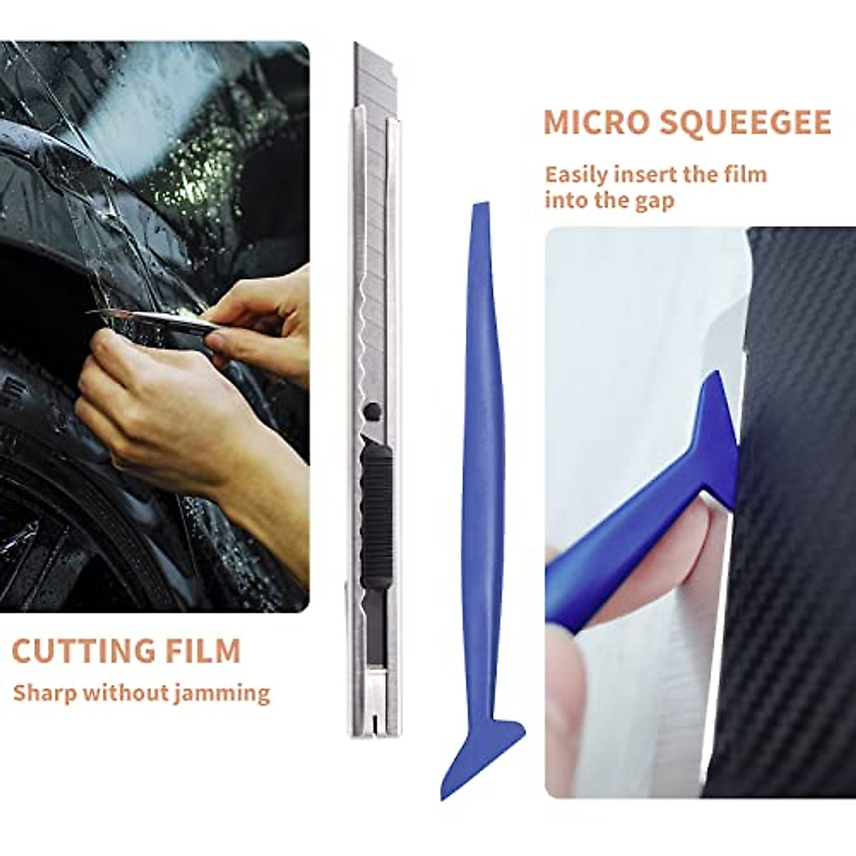 Auto Window Tint Film Tool Kits Include Vinyl Wrap Felt Squeegees with Spare Fabric Felts, Micro Squeegees, Vinyl Graphic Magnet Holders, Gloves, Cutter Knife, Utility Knife and Blades