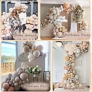 Nude Balloon Arch Kit, SCMDOTI Neutral Balloon Garland Arch with Matted Double Stuffed Balloons for Baby Shower, Gender Reveal Party, Boho Party, Birthday, Bridal Shower,Graduation,Mother's Day