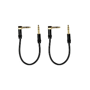 Audio 2000s E26101P2 1/4" TRS Right Angle to 1/4" TRS 1 Feet Cable (2 Pack)