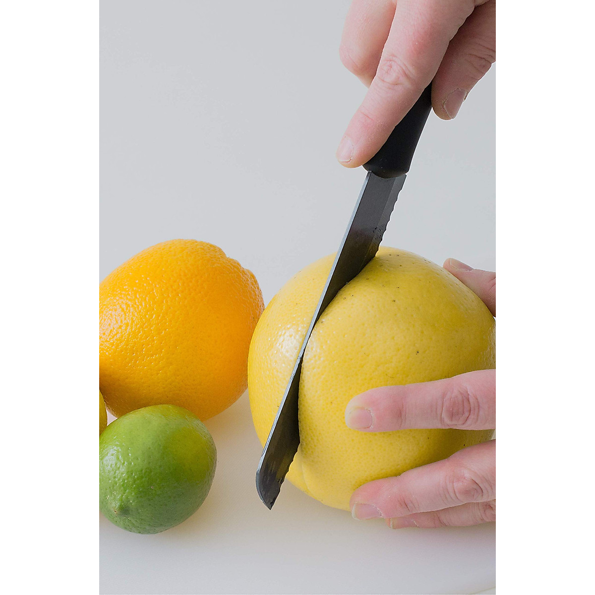 Cestari Advanced Ceramic Knife - Razor Thin Slices -Serrated Bread Knives - Never Needs Sharpening - Black Mirror Finish - Specialty Knives - Tomato Knife with Safety Sheath in Luxury Gift Box