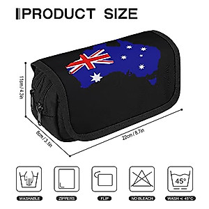 Australia Flag Map Large Capacity Pencil Case Multi-Slot Pencil Bag Portable Pen Storage Pouch with Zipper