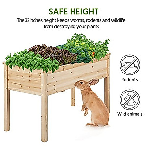Yaheetech Raised Garden Bed 48x24x30in Elevated Wooden Planter Box with Legs Standing Growing Bed for Gardening/Backyard/Patio/Balcony