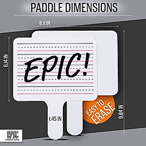 Epic Creations Dry Erase Paddles - 24 Pack 8.11 x 6.14 Inches - Double Sided Handheld Whiteboard - Dry Erase Signs - Hand Held White Board - Auction Paddles - White Board Paddles,Hand Dry Erase Board