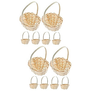 Cabilock 12 pcs mini flower basket wedding mini basket picnic basket baskets for toys doll bread baskets toy baskets mini woven basket mini wood basket bamboo wicker small egg basket