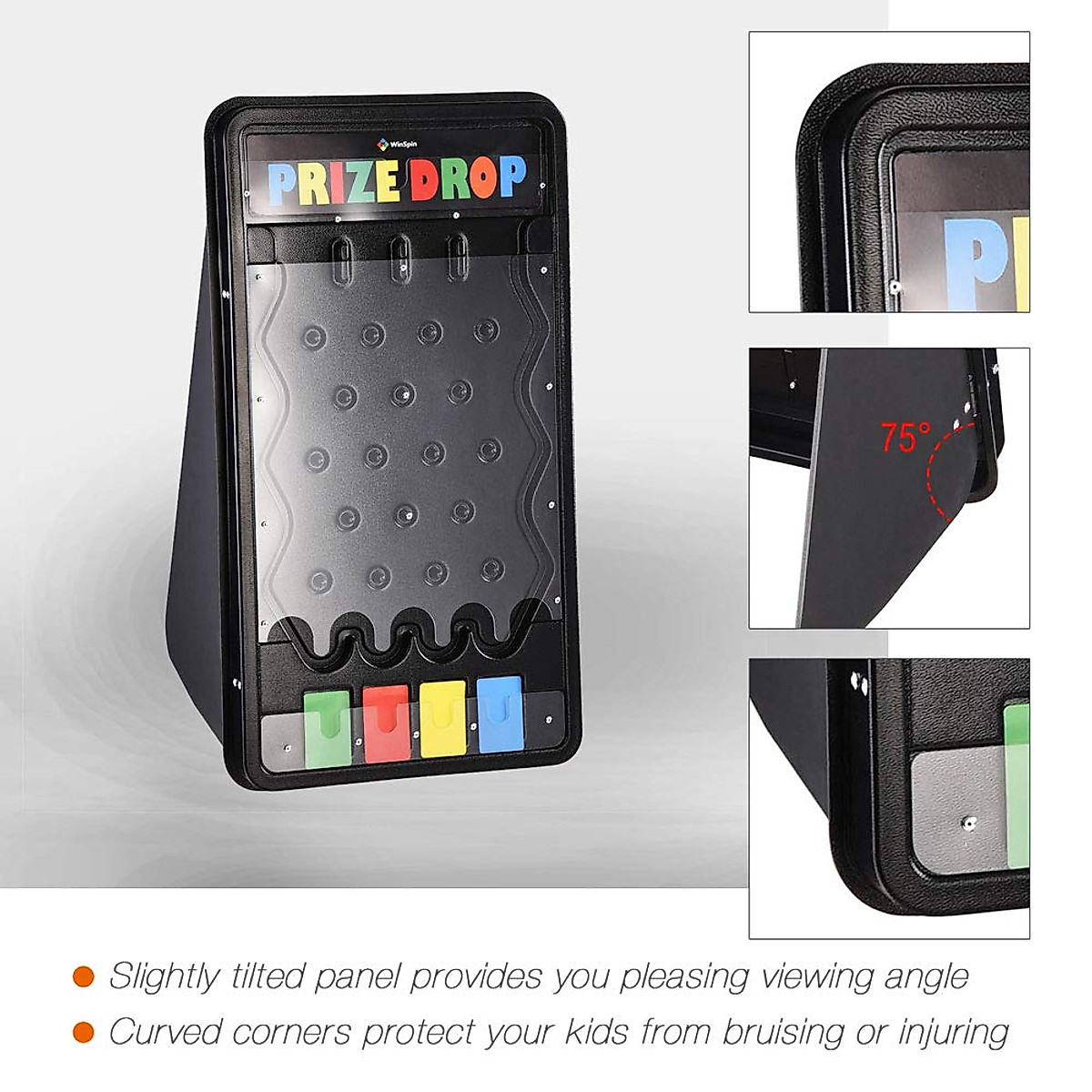WinSpin Mini Tabletop Prize Drop Board Game Foldable Stand with 8 Playing Pucks for Live Stream Carnival Party Trade Show, (25"x14")