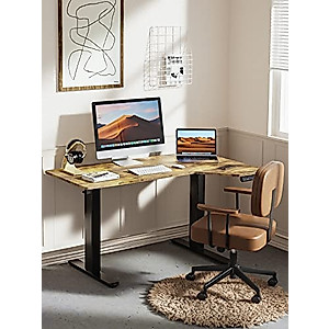 Totnz Standing Desk Adjustable Height, Electric Standing Desk with Starage Bag, Stand up Desk for Home Office Computer Desk Memory Preset with Headphone Hook (55X34 Inch, Rustic)