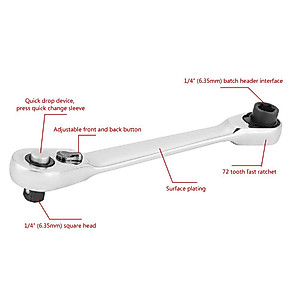 10Pcs 1/4" Torque Wrench Drive Click Mini Ratchet Socket Hex Wrench Silver Metal Screwdriver Allen Wrench 107 mm/130 mm for Car Repair Tool (#2)