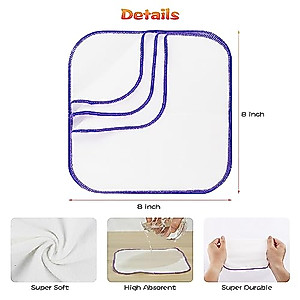 FAMOPLY 54 Pack Flannel Cloth Baby Wipes with Blue Wipes Dispenser, Reusable natural skin-friendly Baby Wipes, Body Face Hand Washcloth Essential for Cloth Diapers 8x8 inch