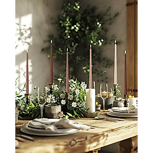 LPUSA Brown Tall Taper Candles 12 inch Unscented Smokeless Long Tall Tapered Candle for Candlesticks Sticks Wedding Advent Home Decor Dinner Christmas，Set of 12