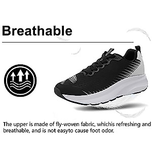 JACKSHIBO Wide Toe Box Shoes for Men Women Extra Wide Width Sneakers Road Running Walking Cloud Shoes Lightweight Breathable Cushioned Athletic Tennis Rubber Outsole Black 10women/8.5men