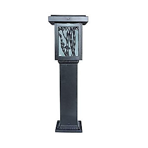 ZMY Anti-Rust Solar Vintage Glass Pillar Light Outdoor Retro Industrial Post Lighting Aluminum Garden Lawn Column Lantern Villa Home Landscape Pathway Fixture E27 Edison
