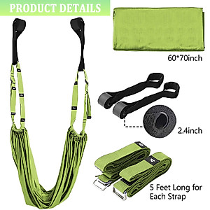 Leg Stretcher Strap Adjustable Fitness Band for Waist Trainer Stretching Door Swing Flexibility Tensile Trainer with Carrying Pouch for Yoga Practitioner Ballet Dancer Gymnastics Exercises (Green)