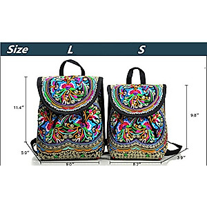 Goodhan Vintage Embroidered Women Backpack Ethnic Travel Handbag Shoulder Bag