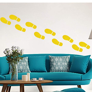 10 Pairs 20 Prints Yellow Adults Size Shoes Footprint Stickers Decals for Floor Wall Stairs to Guide Directions, 10 Inch