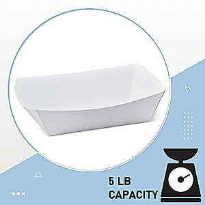 Angel's Peel Lounge White Paper Food Tray 5lb- Grease-Resistant and Microwavable- Heavy Duty Paper trays great for Tacos, Nachos, Fries, BBQ's, Picnics, Carnivals and Parties (Pack of 100)