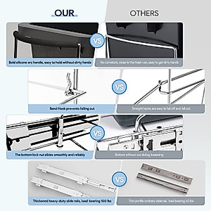 Tanamu Pull Out Trash Can Under Cabinet，Under Sink Slide Out Garbage for Kitchen，Requires 13" W X 18" D Minimum Cabinets，Chrome Adjustable for 7-10 Gallon Trash Can