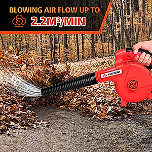KEEPSOON Leaf Blower, Electric Leaf Blower Cordless with Powered Motor, 18V 2.0Ah Battery & Fast Charger, High/Low-Speed Handheld Battery Powered Blowers for Lawn Care Yard Work Around The House