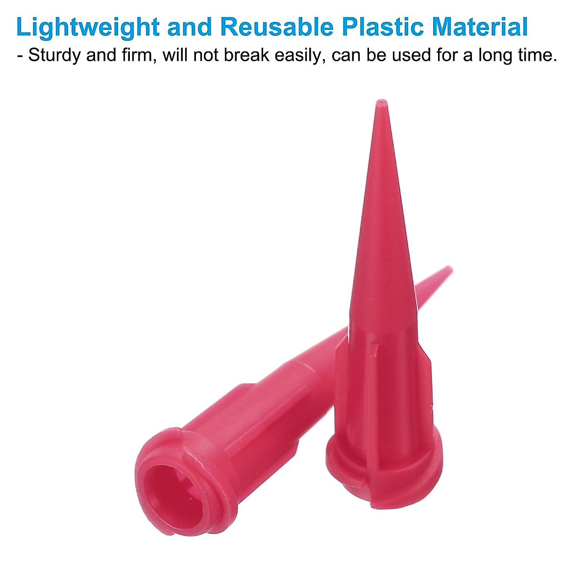 PATIKIL 25Ga Tapered Tip Dispensing Needle, 50Pcs Plastic Needle Tube Blunt Tips with Luer Lock for Glue Oil Applicator, Red