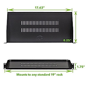 NavePoint Cantilever Server Shelf Vented Shelves Rack Mount 19 Inch 1U Black 8 Inches (210mm) deep