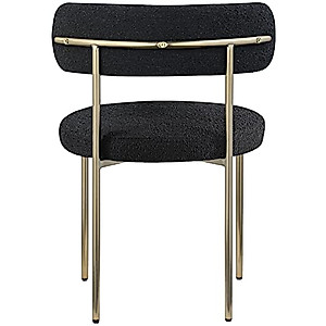 Meridian Furniture Beacon Collection Modern | Contemporary Upholstered Dining Chair, Brushed Brass Finish Iron Frame, Set of 2, 22" W x 21" D x 30" H, Black