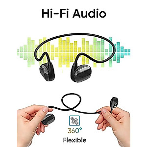 Premium Open Ear Air Conduction Headphones, Bluetooth 5.3 Wireless Earphones with Microphone, Stereo Sound Waterproof Sweatproof Sport Headsets for Running,Cycling,Workout,Hiking,Driving(Black)