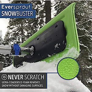EVERSPROUT Never-Scratch SnowBuster 6.5-to-18 Foot (Up to 24 ft Standing Reach) | Pre-Assembled Extendable Roof Rake for Snow Removal | Lightweight Aluminum, Soft Foam Pad | Exclusive Push/Pull Design