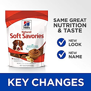 Hill's Soft Dog Treats, Soft Savories with Peanut Butter & Banana Dog Snacks, Healthy Dog Treats, 8 oz. Bag