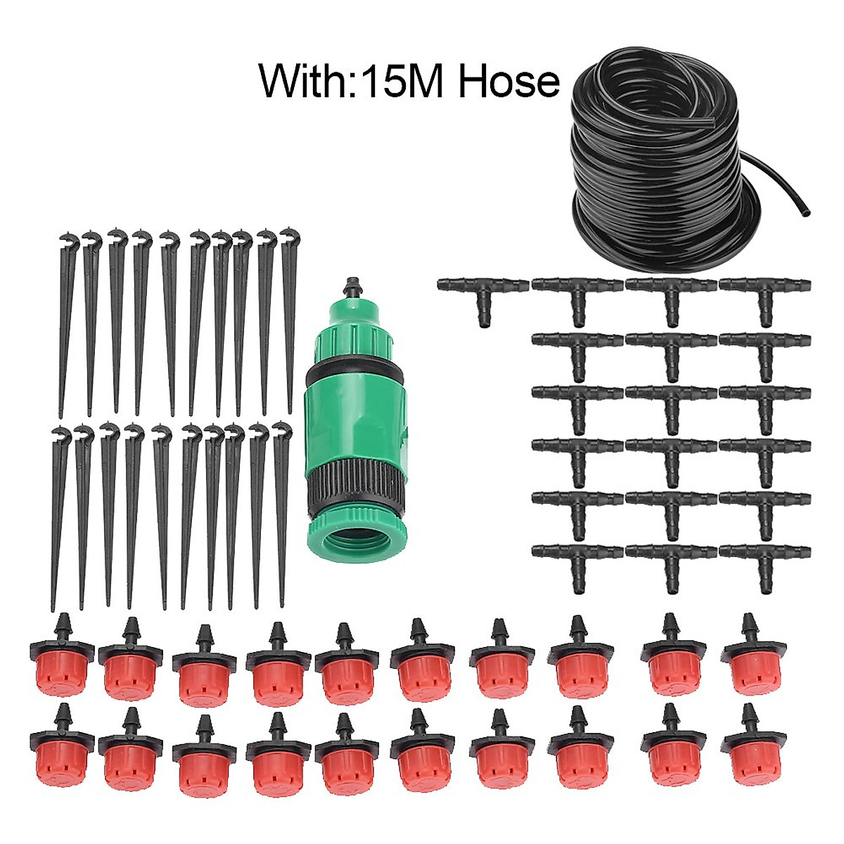 Boquite Valentine's Day Carnival Water Irrigation Set, Watering Equipment, Garden Lawn Greenhouse Micro Irrigation System Kit Plants Watering Hose Nozzle Sprinkler(15m/49.21ft)