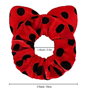 Mouse Ear Scrunchies for Hair, Funtopia 9 Pcs Cute Velvet Scrunchies for Women Girls Kids, Fashion Colorful Scrunchy Hair Ties Ponytail Holders for Birthday Party Gift