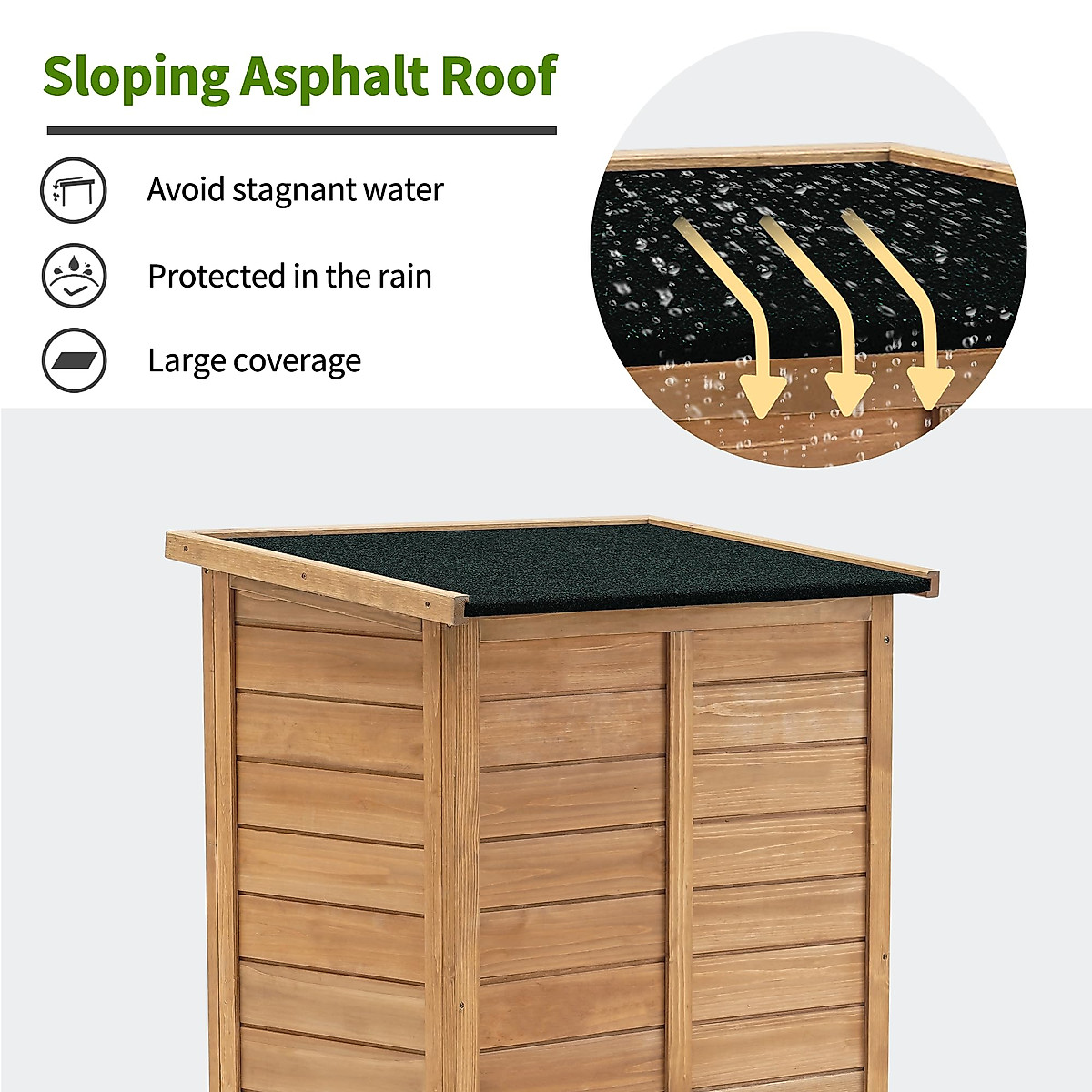 MCombo Outdoor Wood Storage Cabinet, Small Size Garden Wooden Tool Shed with Double Doors, Outside Tools Cabinet for Backyard (24.6”x 18.3”x38.2”) 0985 (Yellow)