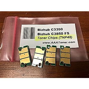 AAA Compatible Toner Chip for Konica Minolta Bizhub C3350, C3850 FS (TNP48) (Black, Cyan, Magenta, Yellow, 4-Pack)