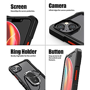 GOOSPERY Z Bumper 360° Sturdy Kickstand Ring Holder Crossbody Compatible with iPhone 14 Plus Case [Strap Included] Dual Layer Structure TPU EdgeClear Cover with Strap, Black
