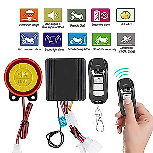 Motorcycle Alarm System, Akozon 12V Universal Motorcycle Wireless Anti-Theft Security Alarm System with 2 Remote Control for Motorcycle Alarm System for car Alarm System