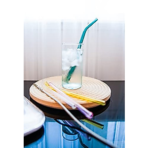 SOMA Glass Straw Set with Case and Cleaning Tool, Set of 4, Multicolor