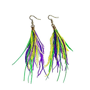 Mardi Gras Dangle Earrings for Women,Mardi Gras Accessory Carnival Parade Party Favors Gifts (D)