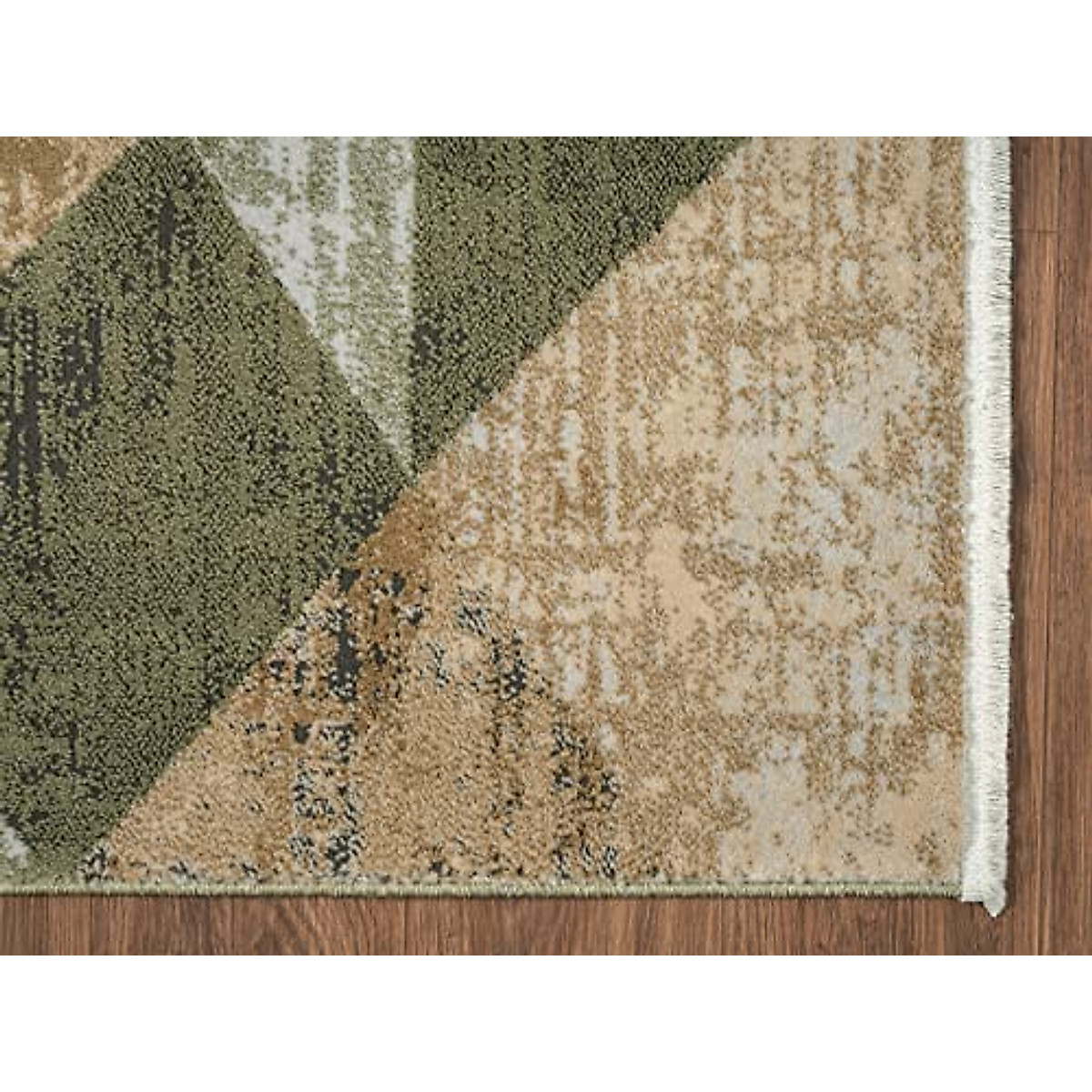 Abani Savoy Collection Area Rug - Green and Cream Geometric Design - 7'9"'x10'2 -Easy to Clean - Durable for Kids and Pets - Non-Shedding - Medium Pile - Soft Feel -for Living Room, Bedroom & Office
