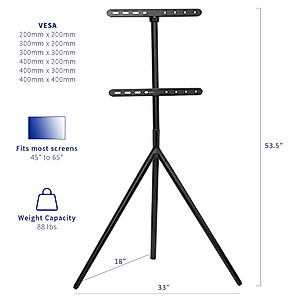 VIVO Artistic Easel 45 to 65 inch LED LCD Screen, Studio TV Display Stand, Adjustable TV Mount with Swivel, Hidden Cable Management, Tripod Steel Base, STAND-TV65B