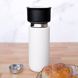 Fellow 16 oz Carter Move Travel Mug - Vacuum-Insulated Stainless Steel Travel Coffee Mug - Coffee Tumbler with Ceramic Interior and Splash Guard - Matte White