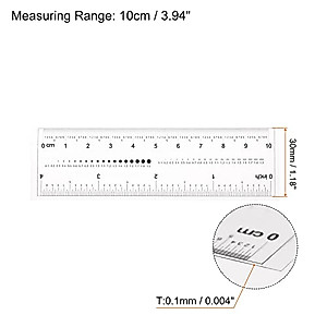 HARFINGTON 2pcs Film Flexible Ruler 4 Inch 0.1mm Scale PET Plastic Folding Straight Ruler Calibration Soft Ruler Measuring Tool for Factory, Transparent