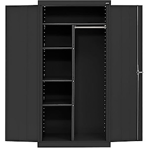 Sandusky Lee CAC1362472-09 Combination Garage Storage Cabinet, Steel Utility Cabinet with Adjustable Shelves, 72" H, Black